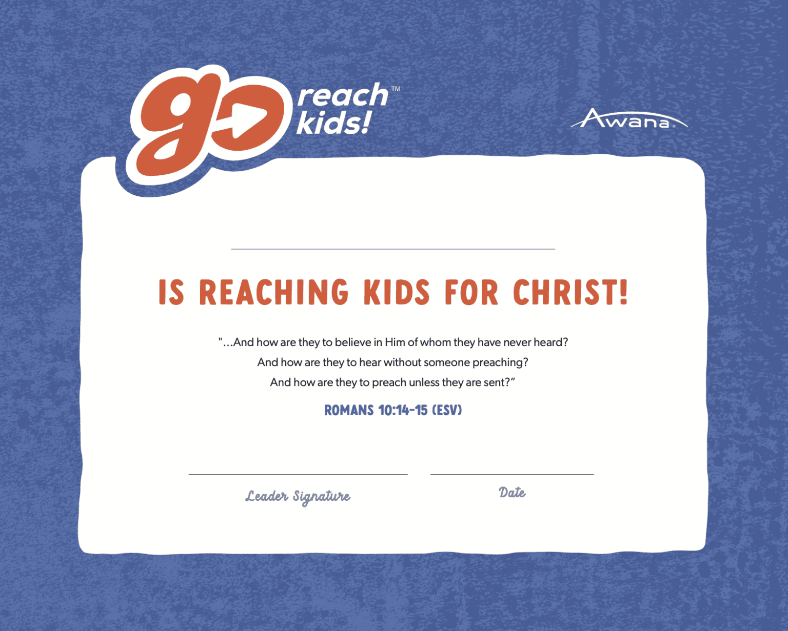 Awana GO Certificate (10 Pack) – Awana